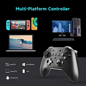 Guli kit Kingkong 2 Bluetooth Controller with Hall Effect Sensing Joystick for Switch OLED/PC/Android/Steam, No Stick Drift, No Deadzone, 6-Axis Sensing, Vibration, Turbo Function (Black)