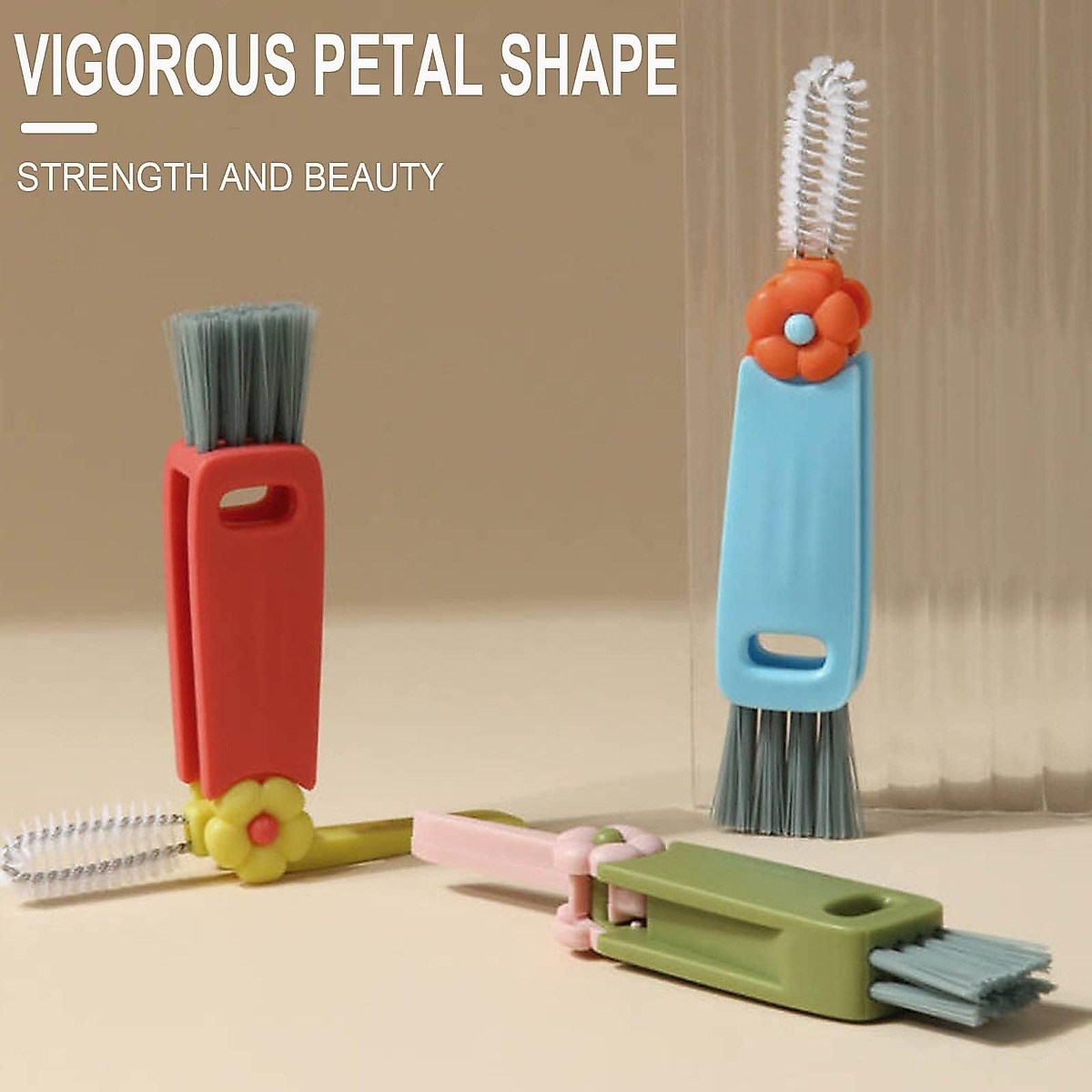 Cup Lid Cleaning Brush, 3 in 1 Multi-Function Silicone Cup Lid Gap Cleaner, Multi-Style Cup Lid Cleaning Brush, Used for Bottle Gap Narrow Space, Household Kitchen Cleaning Tools (B-3 Pcs)