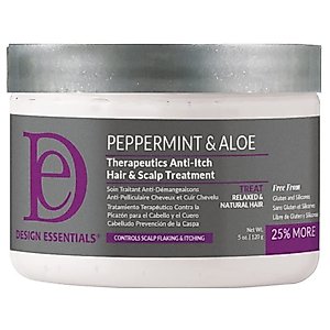 Design Essentials Peppermint & Aloe Therapeutics Anti-Itch Hair + Scalp Treatment Dandruff Hairgrooming, 5 Fl Oz., White