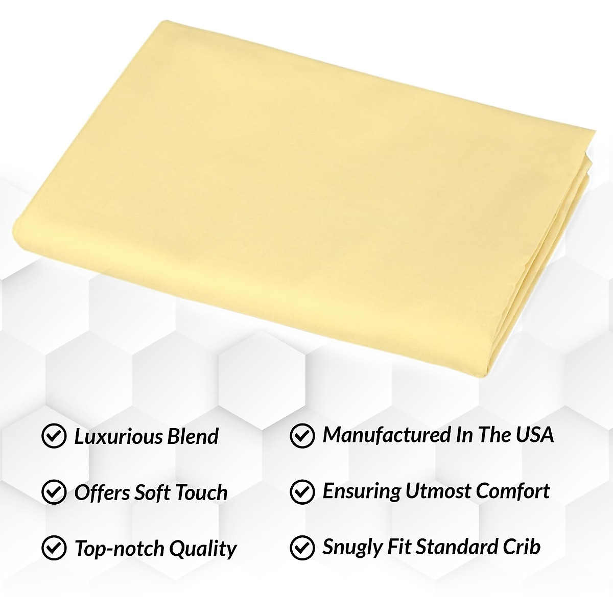 Crib & Toddler Poly/Cotton Sheets - Color: Yellow - Flat