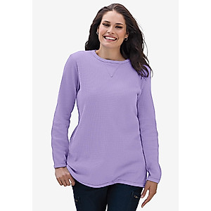 Woman Within Women's Plus Size Thermal Sweatshirt - 3X, Bright Cobalt