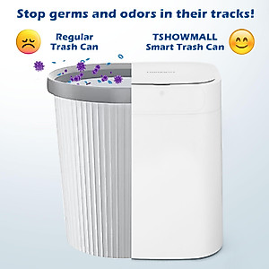 Automatic Trash can 4.6 gallons,Self-sealing&self-changing Smart Garbage can,Motion Sensor activated Rechargeable touchless with lid for Kitchen Bathroom Bedroom,with 6 refill Rings-150 bags