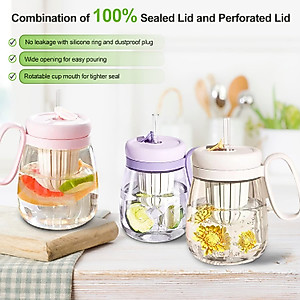 BYMIOYA 30 oz Glass Tumbler - Festive Gift for Christmas & Valentine's Day - Reusable Boba Cup with Tea Infuser, Lid, Straw, Handle. Ideal for Smoothies, Leak-Proof Mason Jar with Food-Grade Silicone