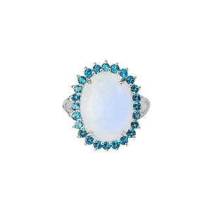 YoTreasure Moonstone London Blue Topaz 925 Sterling Silver Chunky Ring Jewelry