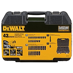 DEWALT Impact Socket Set, Combination, SAE/MM, 3/8-Inch Drive, 42-Piece (DWMT19248)