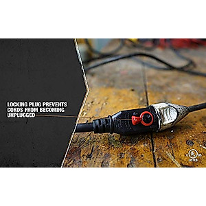 Woods 48004 14/3 SJTW Metal Extension Cord Reel with Locking Plug; Red; 30-Feet; Foot; Orange