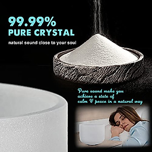 440HZ 8 Inch F Note Heart Chakra Frosted Quartz Crystal Singing Bowl Meditation Therapy Sound Healing Instrument Sound Bath Bowl with Carrying Bag