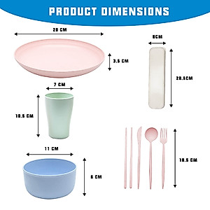 28-Piece Wheat Straw Dinnerware Set - Lightweight, Microwave & Dishwasher Safe - Perfect for Camping, Picnics & Everyday Use