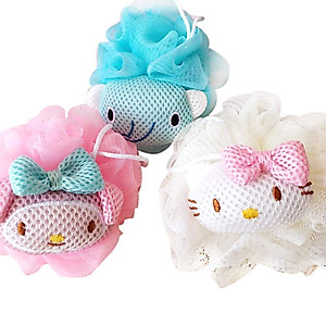 Loofah Sponge,3 Pack Shower Sponge,Mesh Brush Luffa Body Scrubber Gift for 2-14 Year Old Boy and Girl,Bath Toy Gift for Kid,Baby Shower Essential Skin Care, Soft Bathing Accessories