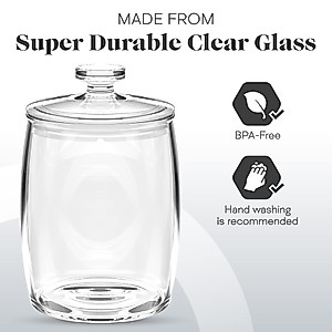 Amici Home Arlo Glass Canister | Food Storage Container with Airtight Lid | Glass Cookie Jar with Lid for Kitchen Countertop, Pantry | Clear Glass Jar, Medium, 142 Oz