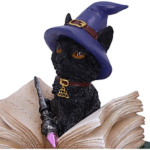 Nemesis Now Binx Small Witches Familiar Black Cat and Spellbook Figurine Box, Green, 11cm