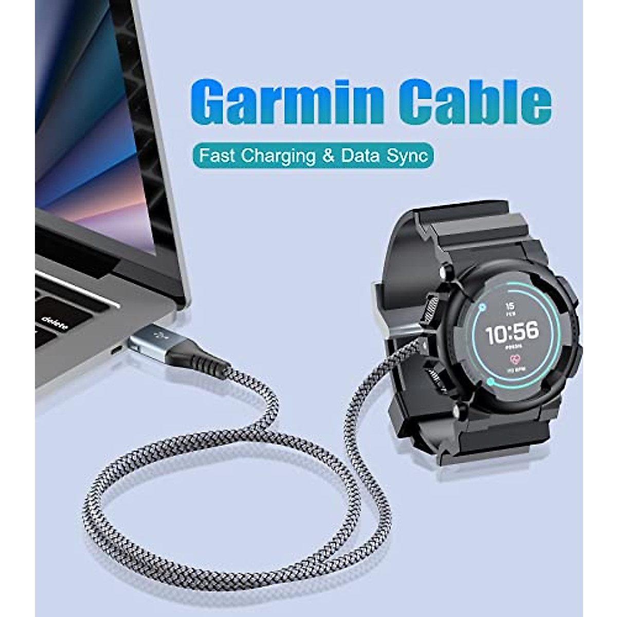 Garmin Watch Charger Cable [2-Pack,4ft] Compatible with Garmin Fenix 5 5S 5X 6 6S 6X Plus Pro 7 7S 7X, Forerunner 945 45 45S 245 Music,Approach S10 S40 S60 G12 S12 S42,Vívoactive 3 4 4S,Venu 2 2S Plus