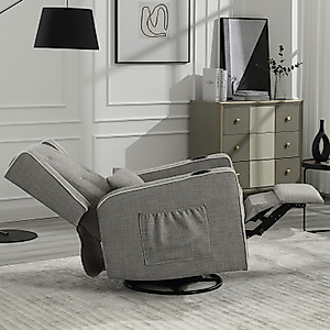 OQQOEE Rocking Chair Nursery Baby Rocker Swivel Chair Glider Rocker Recliner Cozy Swivel Rocking Chairs with Cup Holders,Pockets for Living Room Baby Room (Beige 1 PC)