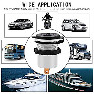 BlueFire Upgraded Aluminum Alloy Fast Charging 3.0 USB Charger Socket IP66 Waterproof Dual USB Power Outlet with QC 3.0 USB Port & 5V 2.4A Port Led Light for Car Boat Marine Rv Motorcycle (Silver)