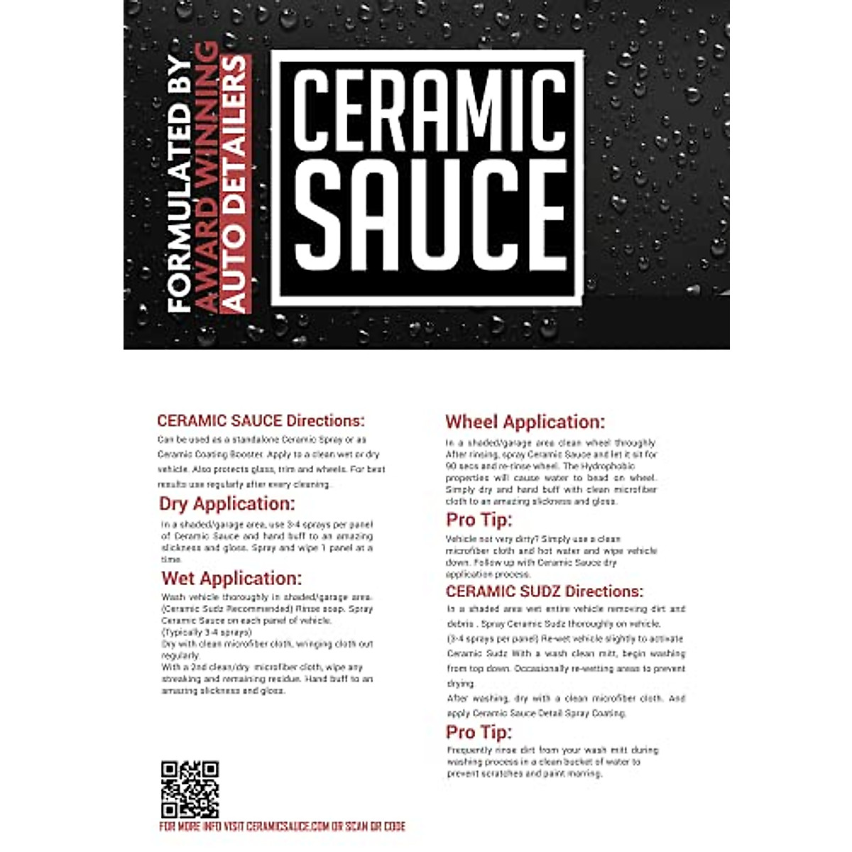 CERAMIC SAUCE Auto Detailing Spray-16oz CAR/SUV/BOAT/MOTORCYCLE (Includes Ultra Premium Microfiber Cloth)