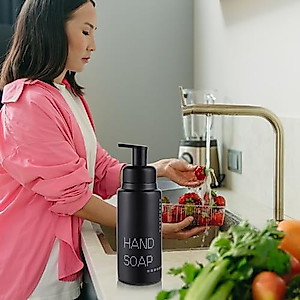 Bosilunlife Foaming Soap Dispenser - Foam Hand Soap Dispenser Pump Bathroom Foaming Hand Soap Dispenser Bottle Refillable Ceramic Black Foaming Soap Dispenser for Kitchen Sink