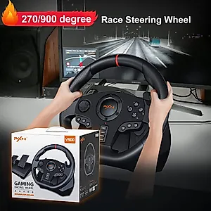 PXN V900 Steering Wheel Gaming - 270/900° Sim Xbox Racing Wheel with Pedals Paddle Shifter Vibration Feedback Wheel for Xbox One, Xbox Series S/X, PC, PS3, PS4, Switch, Android TV