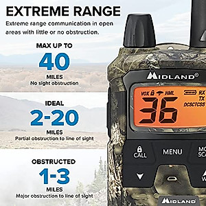 Midland® - T295VP4 X-TALKER Walkie Talkies with 22 GMRS Channels – Two-Way Radio NOAA Weather Alert & Scan Technology, Dual Power Options, 121 Privacy Codes, Silent Operation – Camo, Set of 2