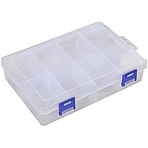 Clear Plastic Storage Box Compartments with Adjustable Dividers, Portable Transparent Beads Earring Jewelry Organizer Holder with Lid for Craft Nail Fishing Hooks Medicine Container Box, 8 Grids
