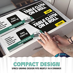 Tablecloth Roll – 54" X 110' Yellow Premium Plastic Table Cloths with Cutter Box - Cut to Size - Decorative Rectangle Table Cover Smooth Tablecloth - Disposable Table Cloths for Parties, Weddings.