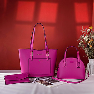 Montana West 3PCS Purses for Women Tote Bag and Wallet Set Shoulder Satchel Crossbody Bags Leather Handbag for Gift Travel Casual Work MWC3-201HPK