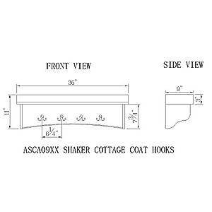Alaterre Shaker Cottage Wall Mounted Coat Hooks with Tray Shelf, Espresso