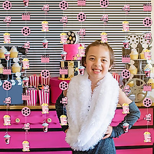 Pink Movie Night Decorations Movie Night Streamers Movie Theme Hanging Decorations Pink Girl Movie Night Birthday Party Supplies Popcorn Camera Movie Theater Decorations for Birthday Bridal Shower