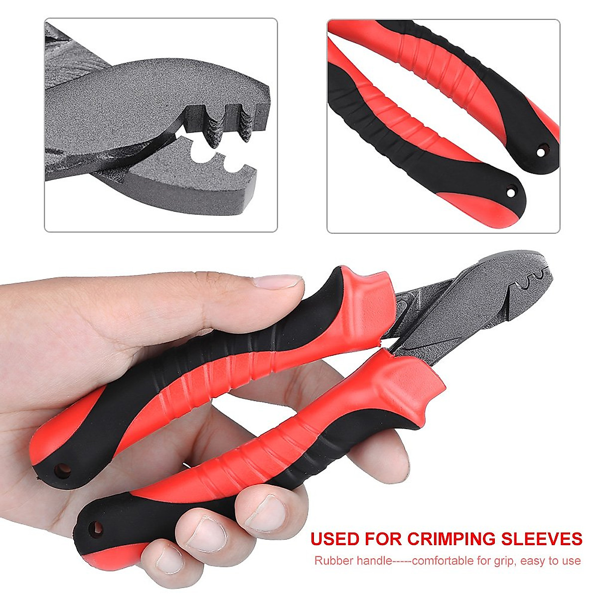 EVTSCAN Multi-Functional Fishing Crimping Pliers Heavy Duty Carbon Steel Rubber Handle Wire Rope Crimping Tool Tackle Accessory