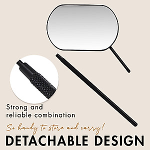 Embagol Lash Mirror Extra Large Makeup Mirror for Eyelash Extensions Detachable Stainless Steel Square Round Lash Extension Accessories(Black)