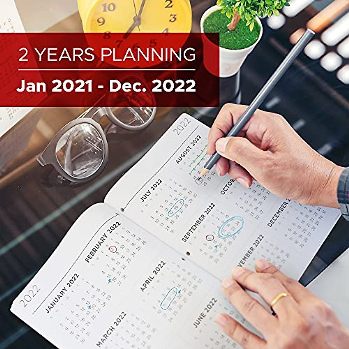 PlanAhead Home/Office 2-Year Large Monthly Planner, January 2023 - December 2024, 8.5 x 11 Inches (Black)