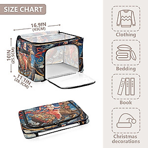 Qilmy Foldable Storage Boxes Santa Claus Large Double Opening Storage Bins with Zipper,Closet Organizers and Storage Cube Basket for Home, Office, Bedroom 237