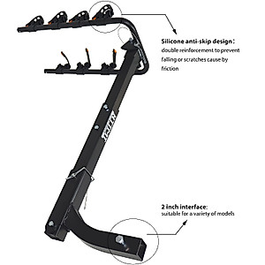 HongK- 4 Bike Rack Bicycle Carrier Hitch Mount w/ 2" Receiver for Car Truck SUV Transport [P/N:ET-TOOL045-A-BLACK]