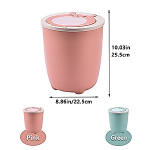 HTERDR Mini Countertop Trash Can with Lid for Office Desktop Coffee Table Kitchen Cute Bunny Garbage Can Small Desktop Trash Can Press Cover Bucket Small Paper Basket Pink