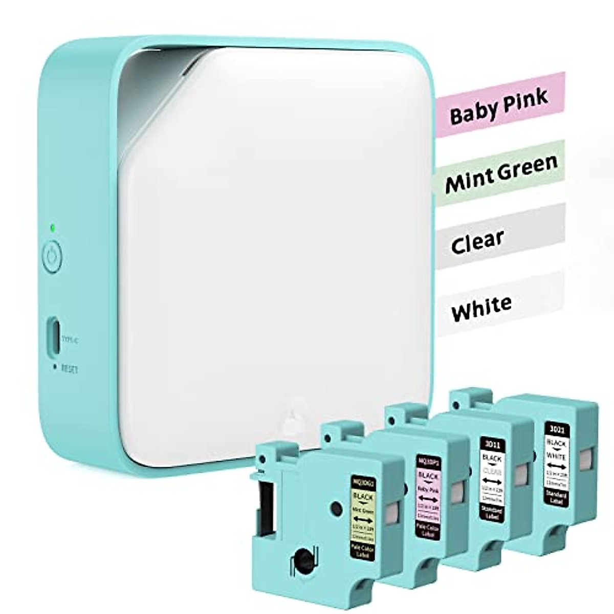 Vixic Label Makers D1600 Label Maker Machine, Portable Bluetooth Label Printer with 4 Colors Tape, Multiple Fonts Icons, Compatible with iOS Android for Home School Office Organization, Rechargeable