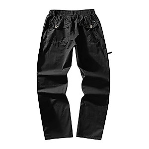TOWMUS Cargo Pants for Men Men's Outdoor Tactical Pants Rip Stop Lightweight Truck Military Combat Cargo Work Hiking Pants Black