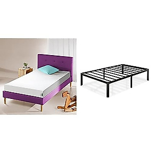 Zinus 5 Inch Cooling Essential Foam Mattress and Van 16 Inch Metal Platform Bed Frame/Steel Slat Support/No Box Spring Needed/Easy Assembly, Twin