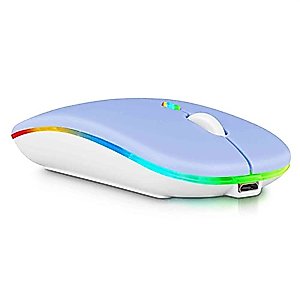 UrbanX 2.4GHz & Bluetooth Mouse, Rechargeable Wireless Mouse for Huawei nova 8i Bluetooth Wireless Mouse for Laptop/PC/Mac/Computer/Tablet/Android RGB LED Lavender Purple