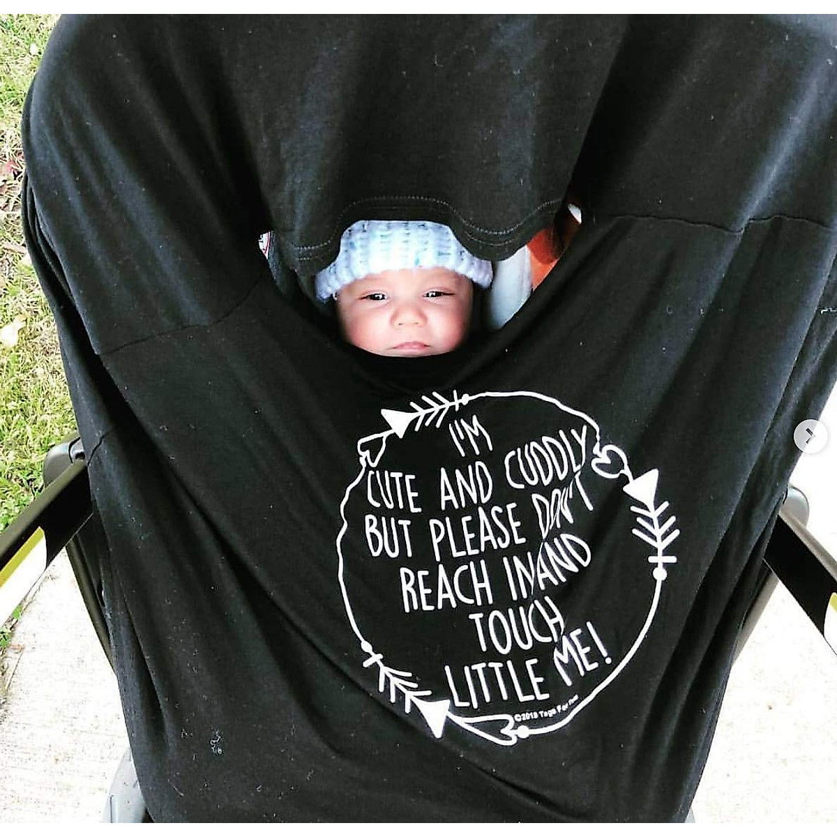 Car Seat 5 in 1 Cover - I'm Cute & Cuddly But Please Don't Touch Little Me (Black)