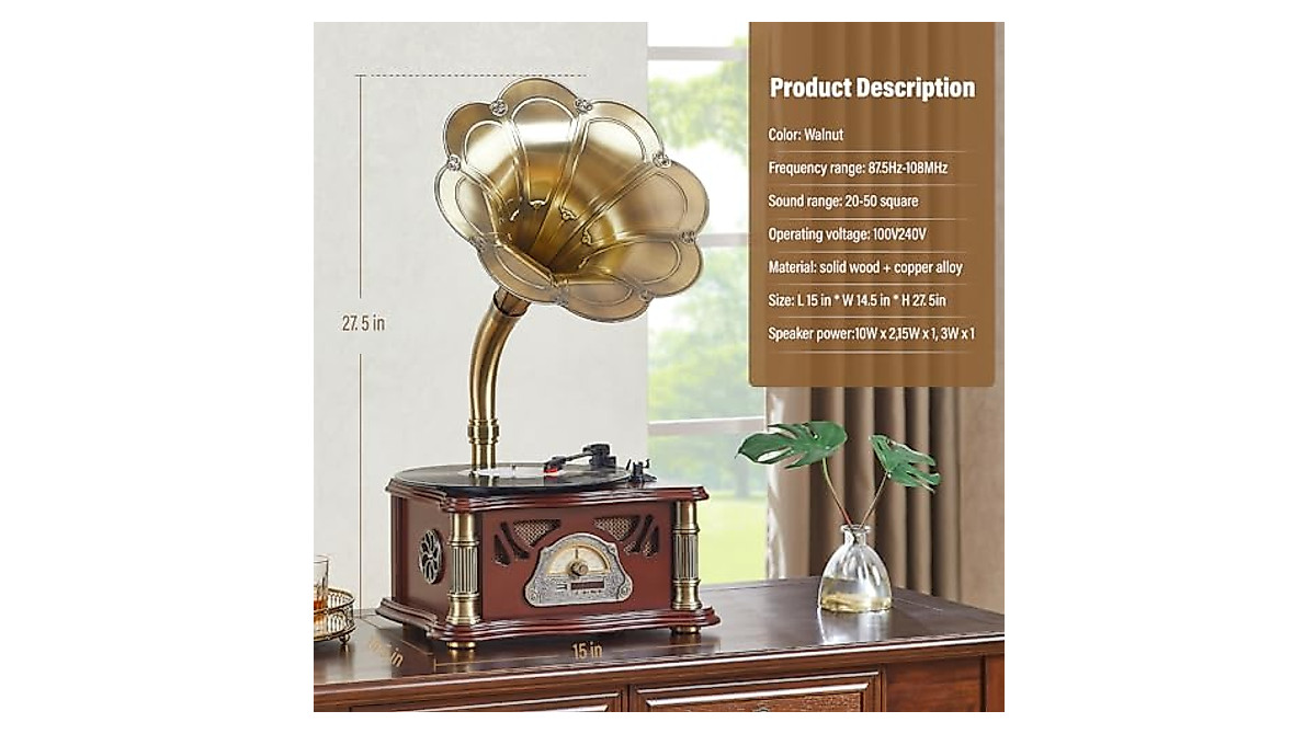 Vintage Bluetooth Gramophone - HZLSBL Turntable