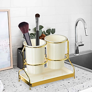 Bothyi Kitchen Utensil Holder, Cutlery Storage Organizer, Draining Chopstick Cage and Metal Hanger Rack, Utensil Crock for Countertop Restaurante Home , White