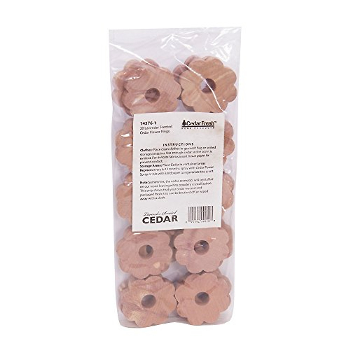 Household Essentials 14376-1 CedarFresh Red Cedar Wood Flower Rings for Hangers - Set of 20