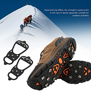 Ice Snow Grips for Shoes and Boots, Non Slip Spikes Shoe Cover with 8 Steel Studs Crampons, Walk Traction Cleats for Hiking Mountaineering Skiing Winter Sports(L)