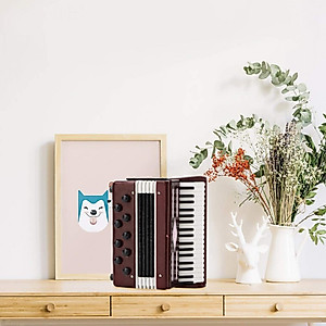 6CM Mini Accordion Model, Miniature Wooden Accordion Model Music Instrumental Model with Delicate Box for Home Decor Music