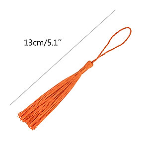 VAPKER 30 Pieces Dark Orange Tassels 13cm/5-Inch Silky Handmade Soft Mini Tassels Floss Bookmark Tassels with 2-Inch Cord Loop for Jewelry Making, DIY Projects, Bookmarks