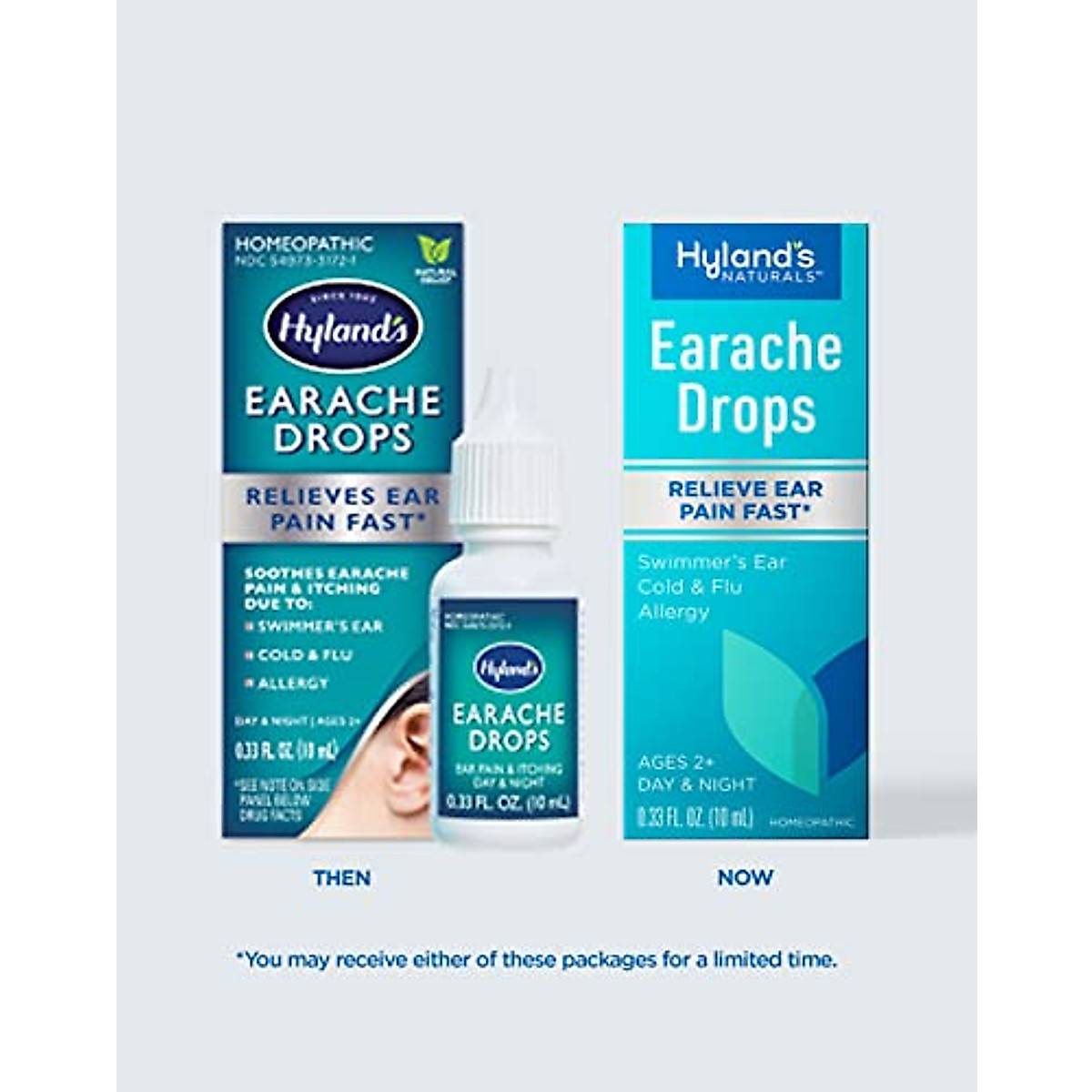 Hyland's Earache Drops, Natural Relief of Cold & Flu, White, 0.33 Fl Oz