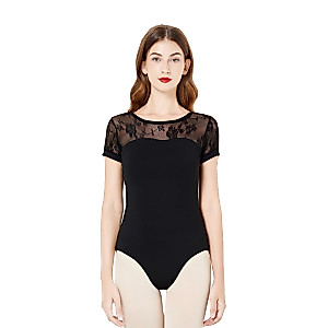 Lanbodance Women's Short Sleeve Ballet Leotard Gymnastics Dance Adult leotard Bodysuit