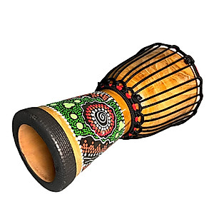 RUOSWTE 8-inch Djembe Drum，Djembe，Percussion Music Bongo, West African Style（ Log painting）
