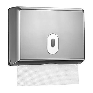 Paper Towel Dispenser Wall Mount for Toilet, Bathroom Paper Towel Holder, Commercial Paper Towel Dispenser for Trifold Paper & Multifold Paper Towels, Silver