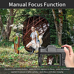 Digital Cameras for Photography, 4K 48MP Vlogging Camera 16X Digital Zoom Manual Focus Rechargeable Students Compact Camera with 52mm Wide-Angle Lens & Macro Lens, 32G Micro Card and 2 Batteries