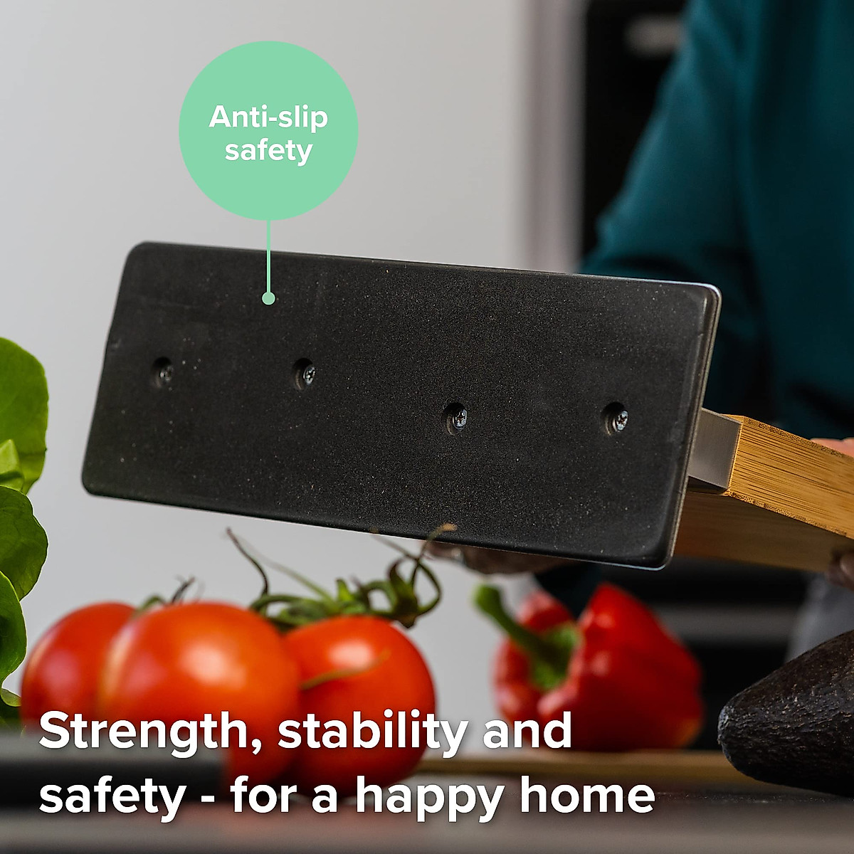 Coninx Double Sided Magnetic Knife Block - Magnetic Knife Holder - Knife Magnet - Bamboo Knife Holder - Knife Block without Knives - Magnetic Knife Stand (Bamboo Vertical)